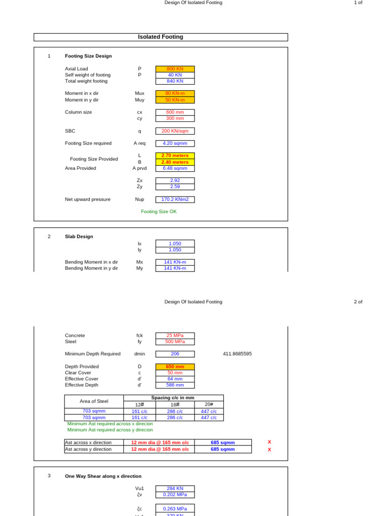 Eccentrically Loaded Isolated Footing Design | PDF | Structural Engineering | Civil Engineering