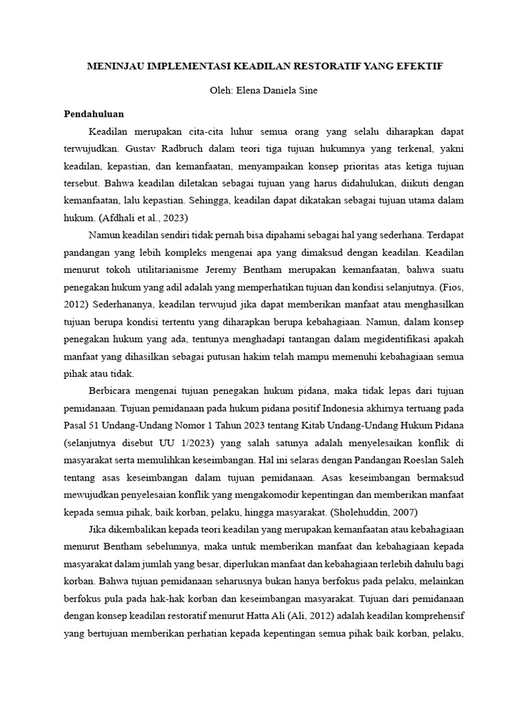 2024-Meninjau Implementasi Keadilan Restoratif Yang Efektif | PDF