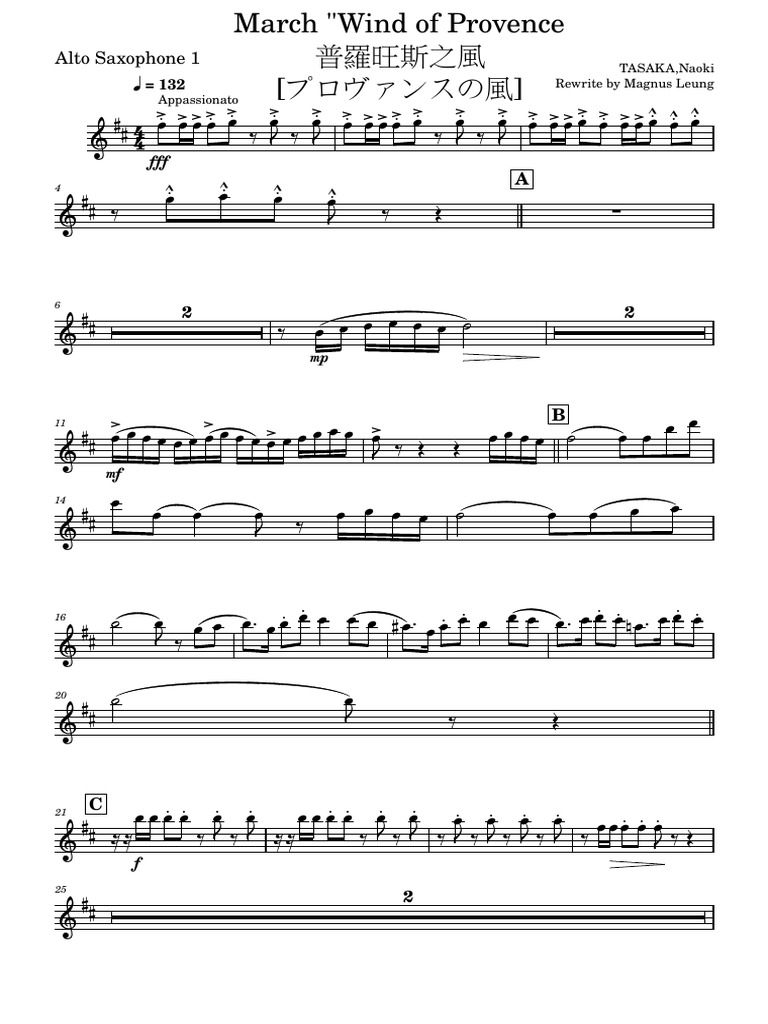 Wind of Provence for Alto Saxophone | PDF