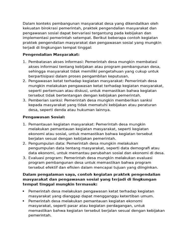 Praktek Pengendalian dan Pengawasan Desa | PDF