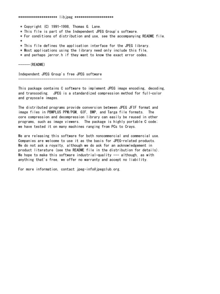 IJG JPEG Library Overview | PDF