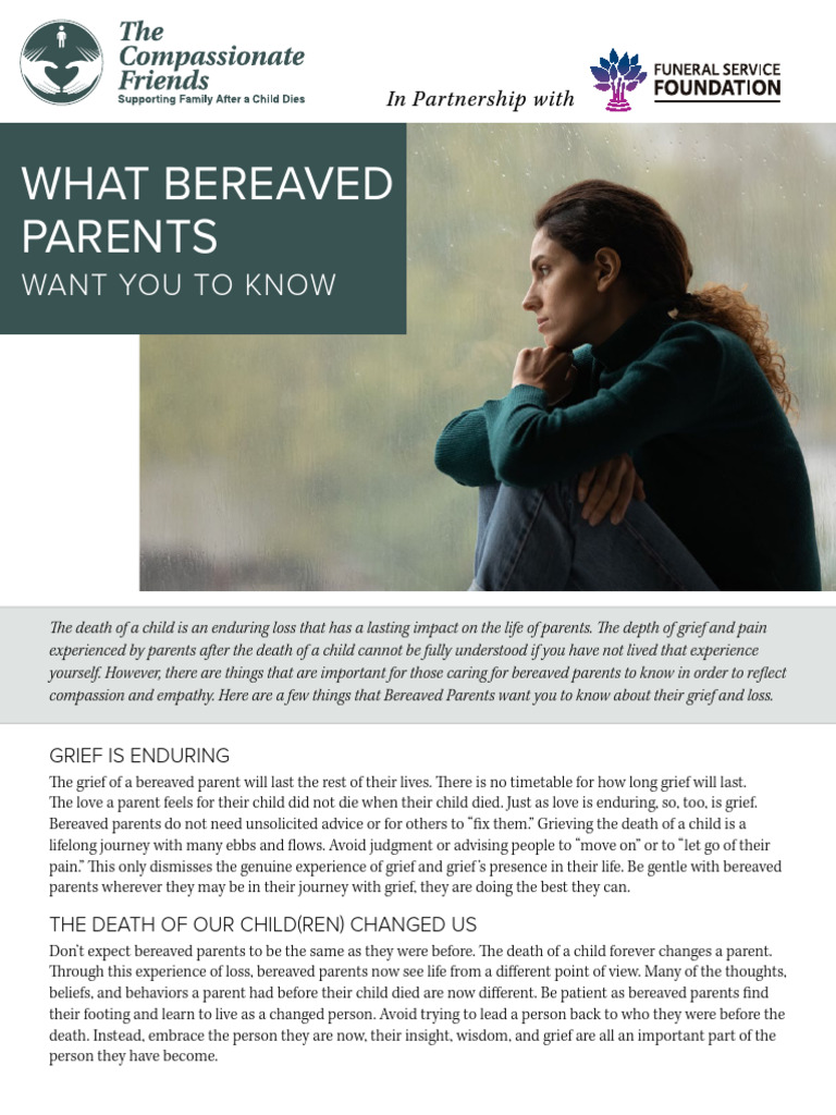 What Bereaved Parents Want You To Know | PDF | Grief | Behavioural Sciences