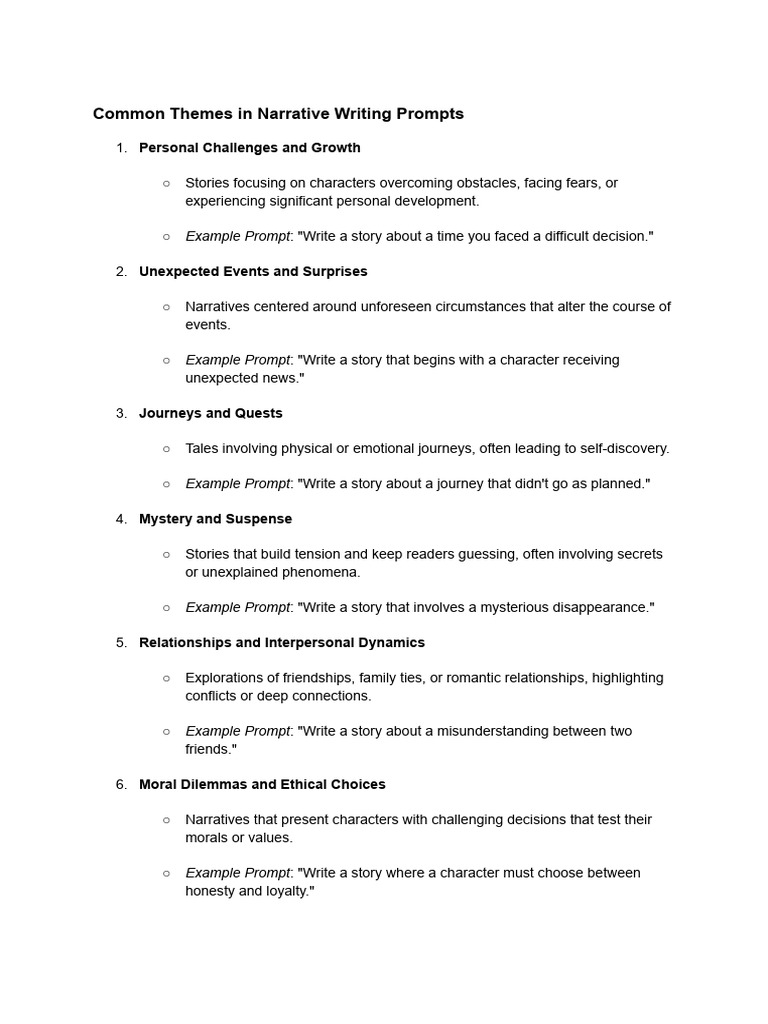 Narrative Writing Themes for IGCSE | PDF | Narrative | Psychology