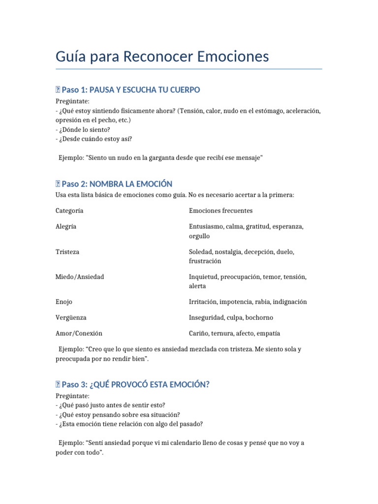 Guía para Reconocer Emociones | PDF | Las emociones | Ansiedad