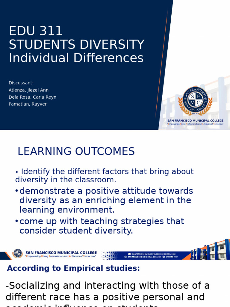 EDU 311 Students Diversity | PDF | Learning Styles | Learning