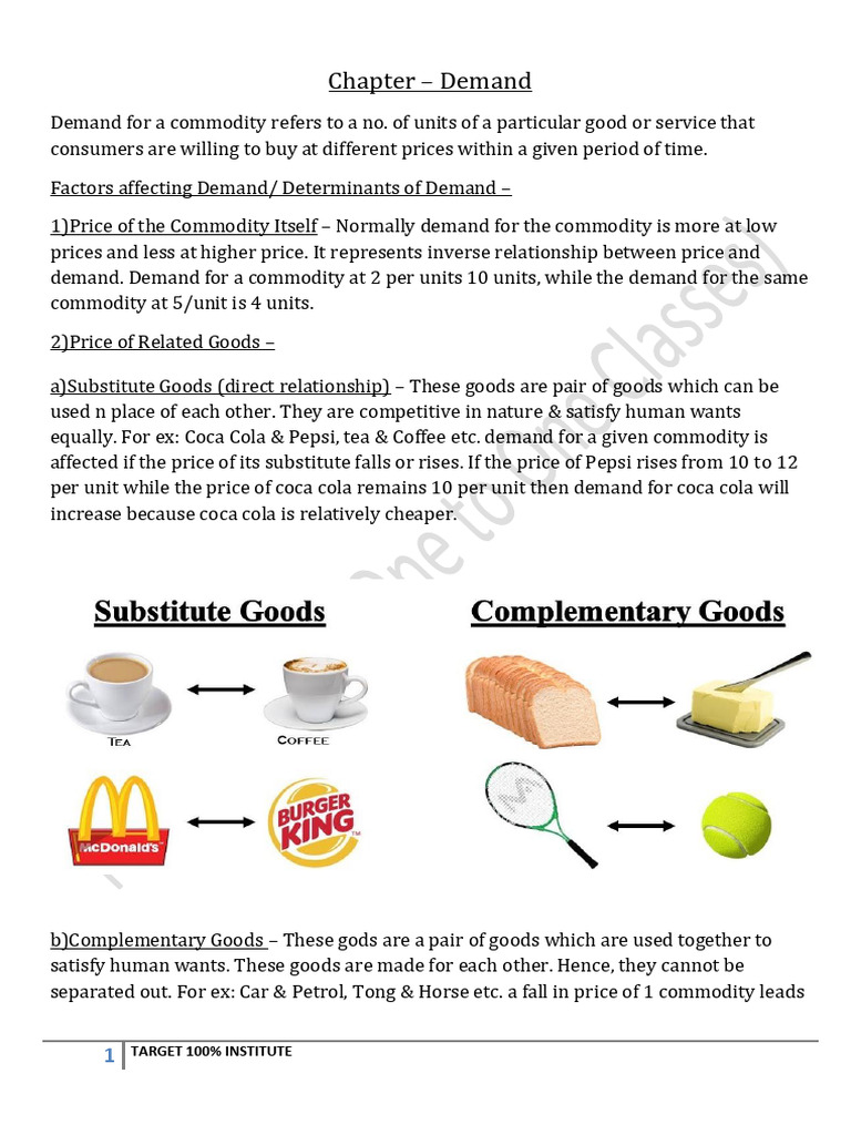 Demand Notes by One To One Classes | PDF | Demand | Elasticity (Economics)