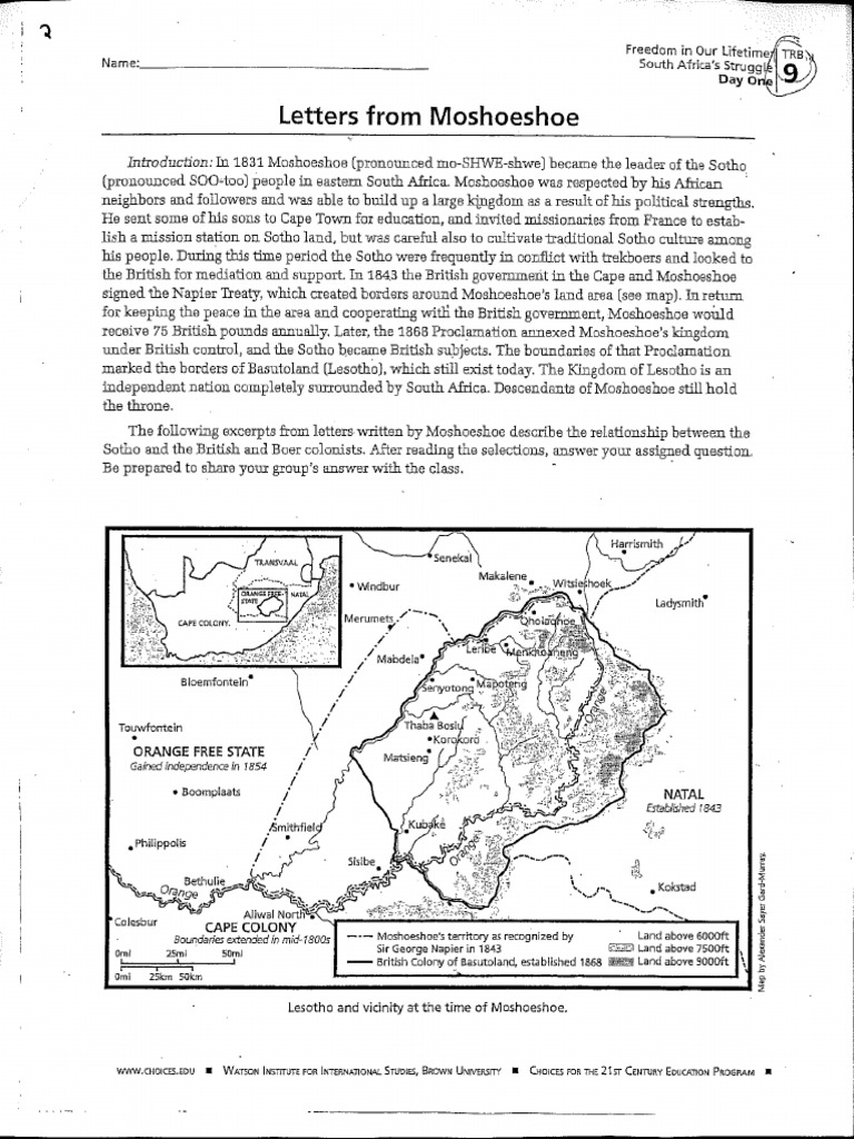 Letters From Moshoeshoe | PDF