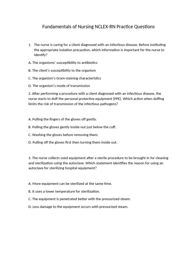 Fundamentals of Nursing NCLEX | PDF | Methicillin Resistant ...