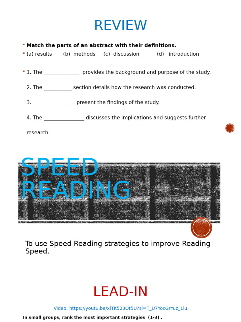 Speed Reading Strategies | PDF | Speed Reading | Written Communication