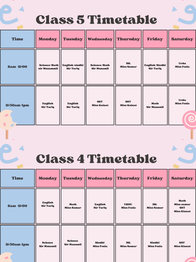 School Timetable 4-5 | PDF