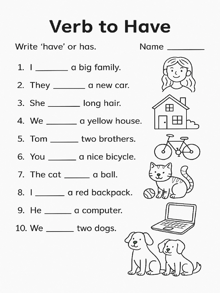 Verb To Have Worksheets | PDF