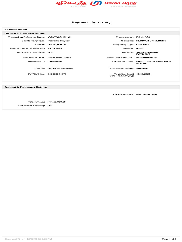Payment Summary: Payment Details General Transaction Details | PDF
