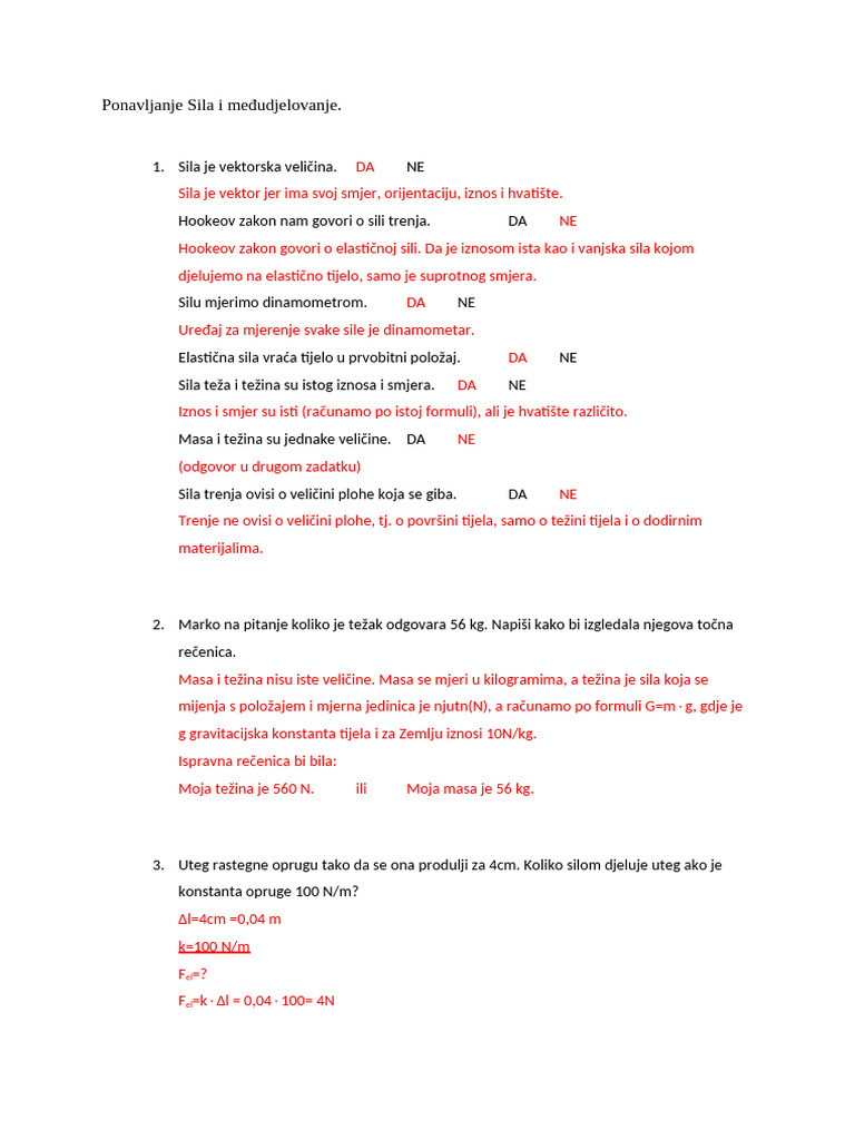 Ponavljanje Sila | PDF