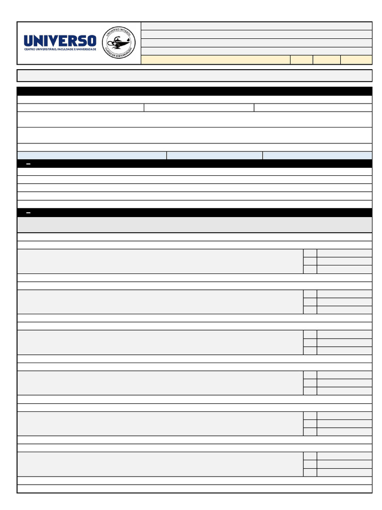 FORM 003 - Relatório de Estágio - Enfermagem Universo NIT | PDF | Enfermagem