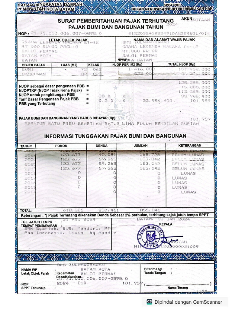 Panduan Cara Pembayaran PBB | PDF
