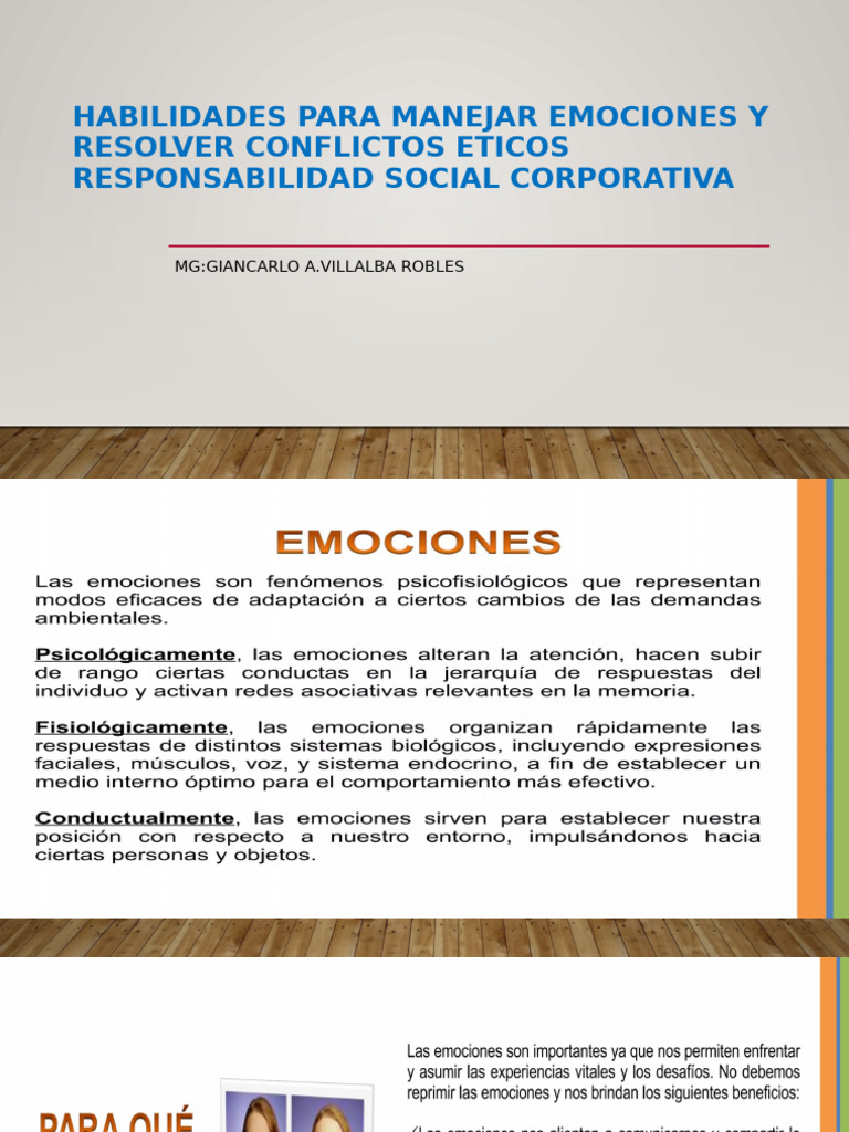 Sesion 5 Habilidades para Manejar Emociones y Resolver Conflictos ...