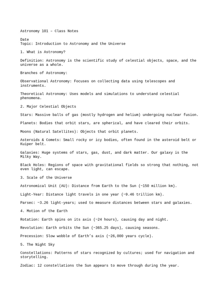 Astronomy Notes | PDF