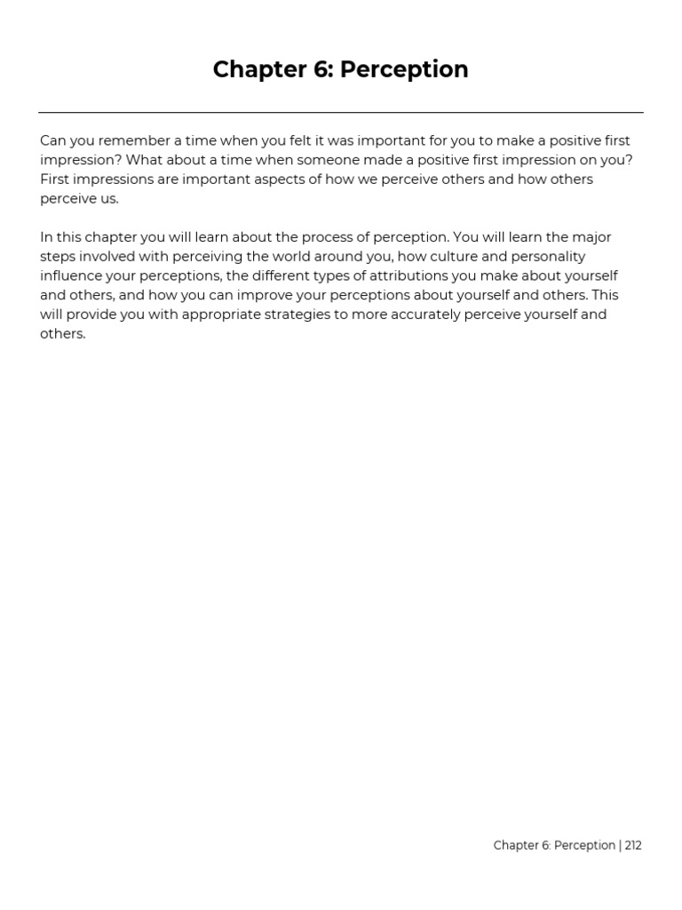 Chapter 6 Perception | PDF | Perception | Schema (Psychology)