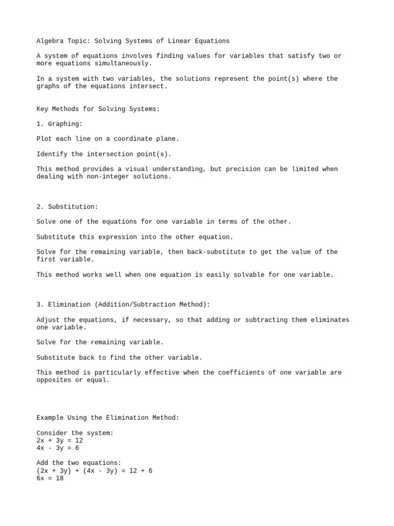 Solving Linear Systems and Factoring Notes | PDF