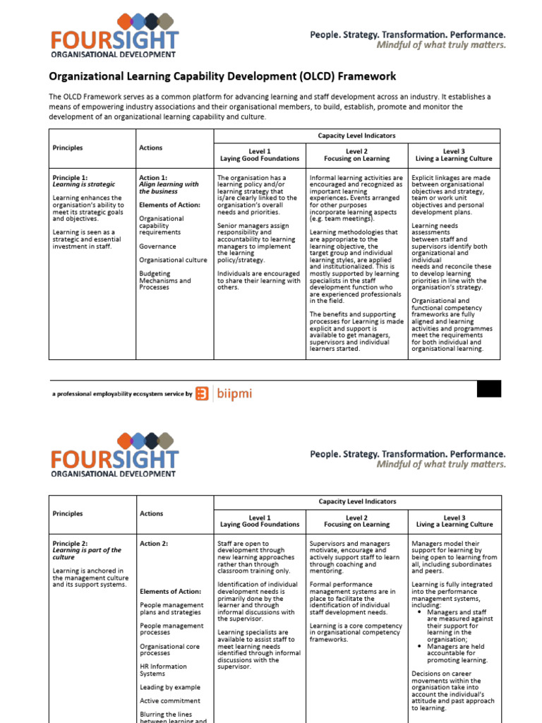 Attachment 1 - Organizational Learning Capability Development Framework | PDF | Learning ...