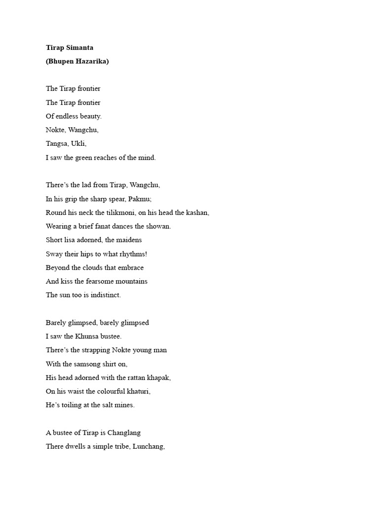 Tirap Frontier: A Poetic Journey | PDF