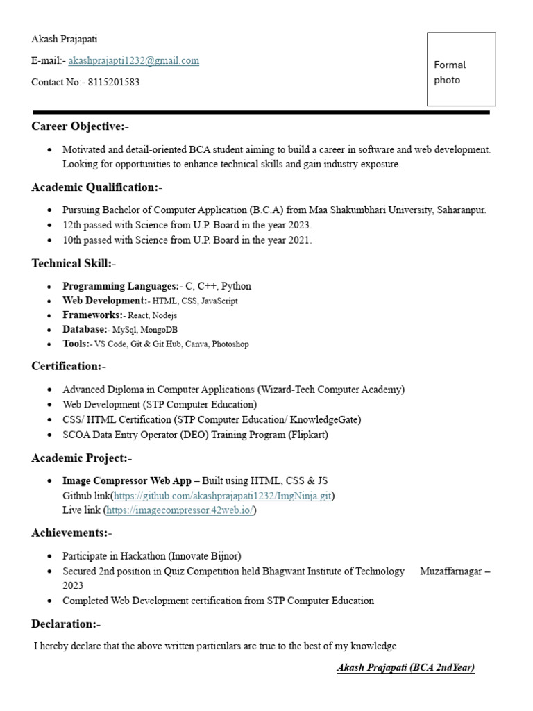 Akash Prajapati Resume | PDF