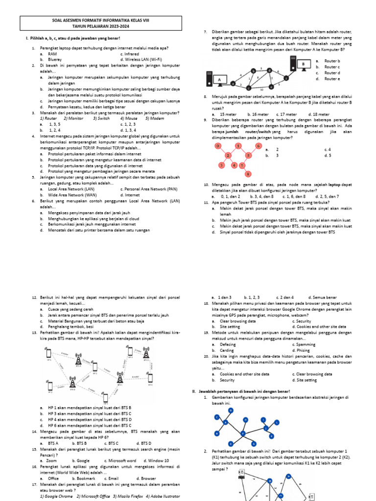 Soal Jarkom Informatika Kelas Viii | PDF