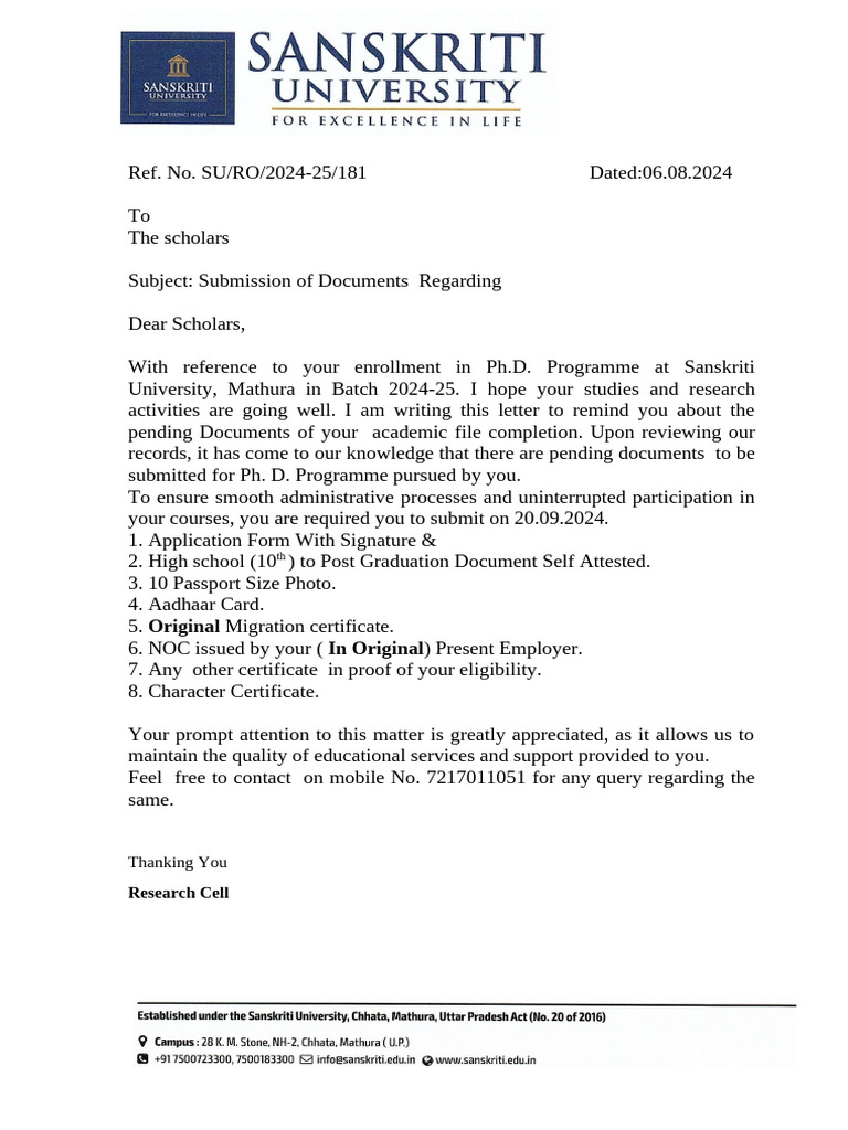 Updated of Requirement Notice Format | PDF