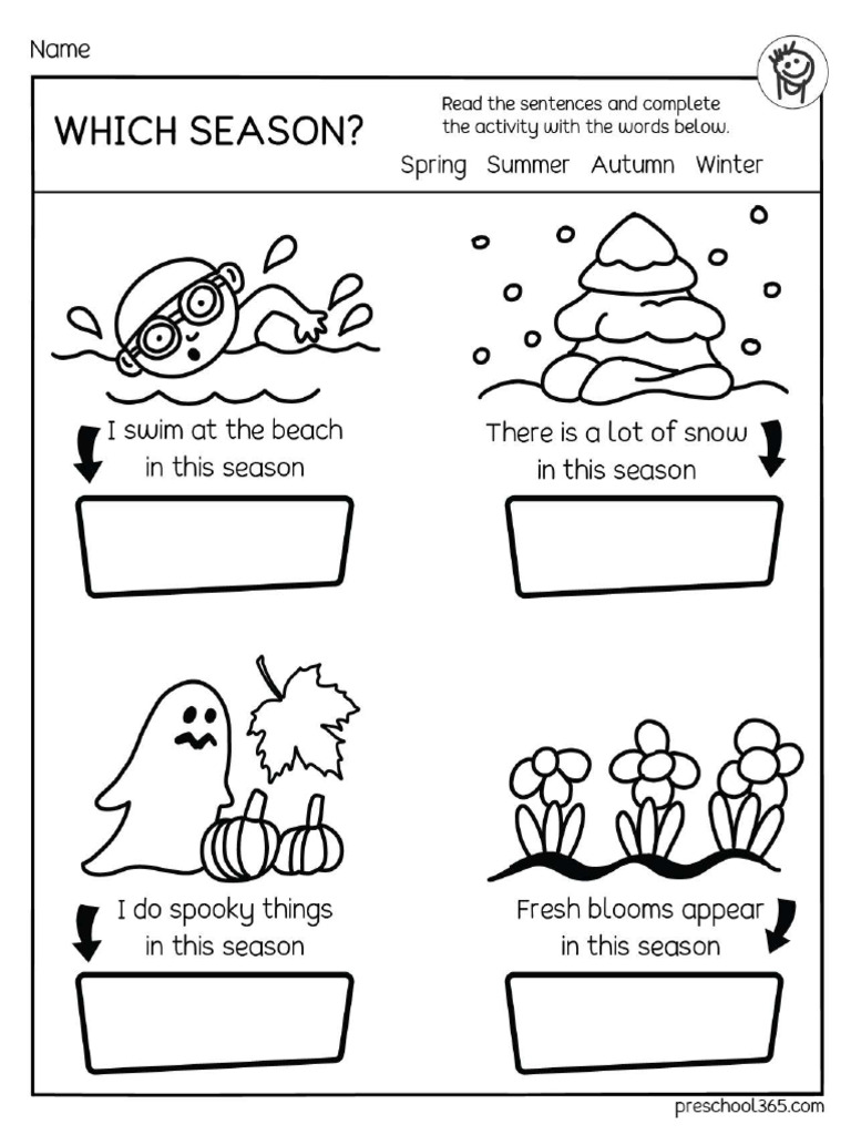 Summer Autumn WInter SPring - Seasons Kindergarten Activity Packet 03 | PDF
