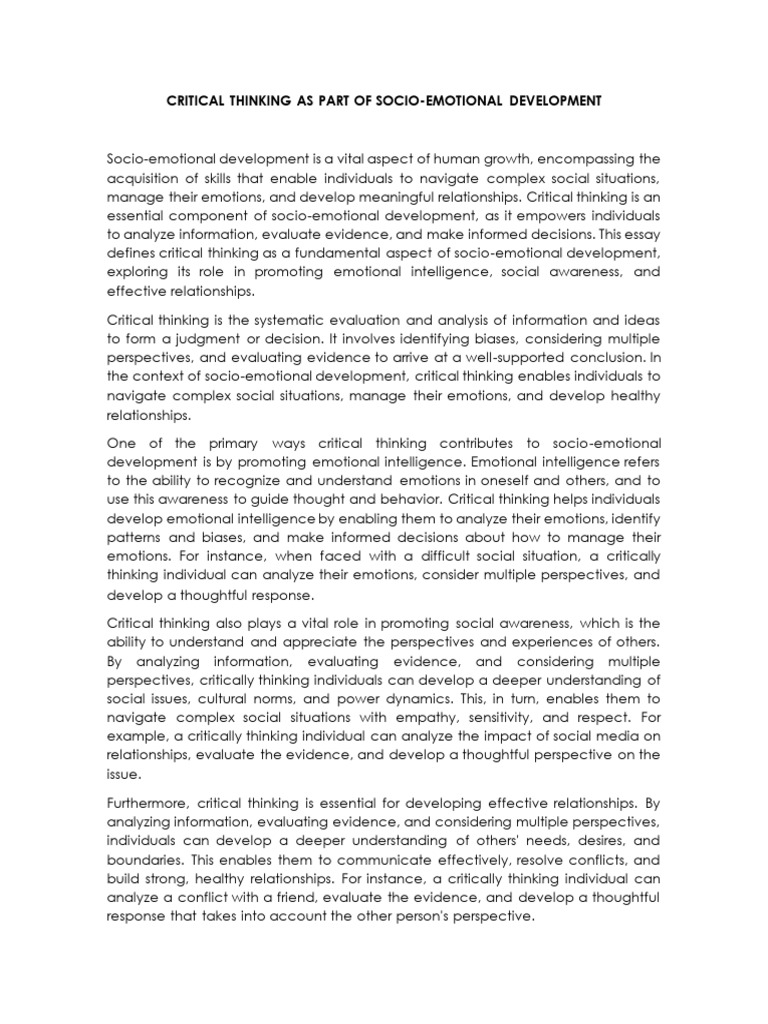 Critical Thinking As Part of Socio | PDF | Critical Thinking | Thought