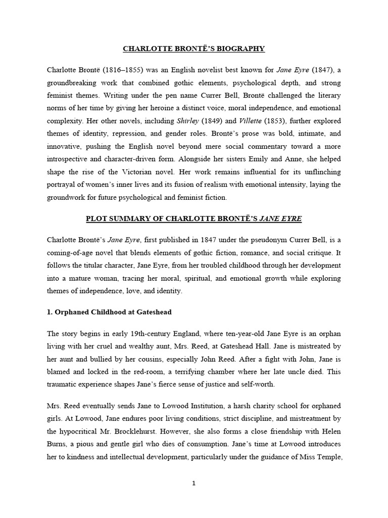 Explanatory Notes On Jane Eyre | PDF | Jane Eyre | Charlotte Brontë