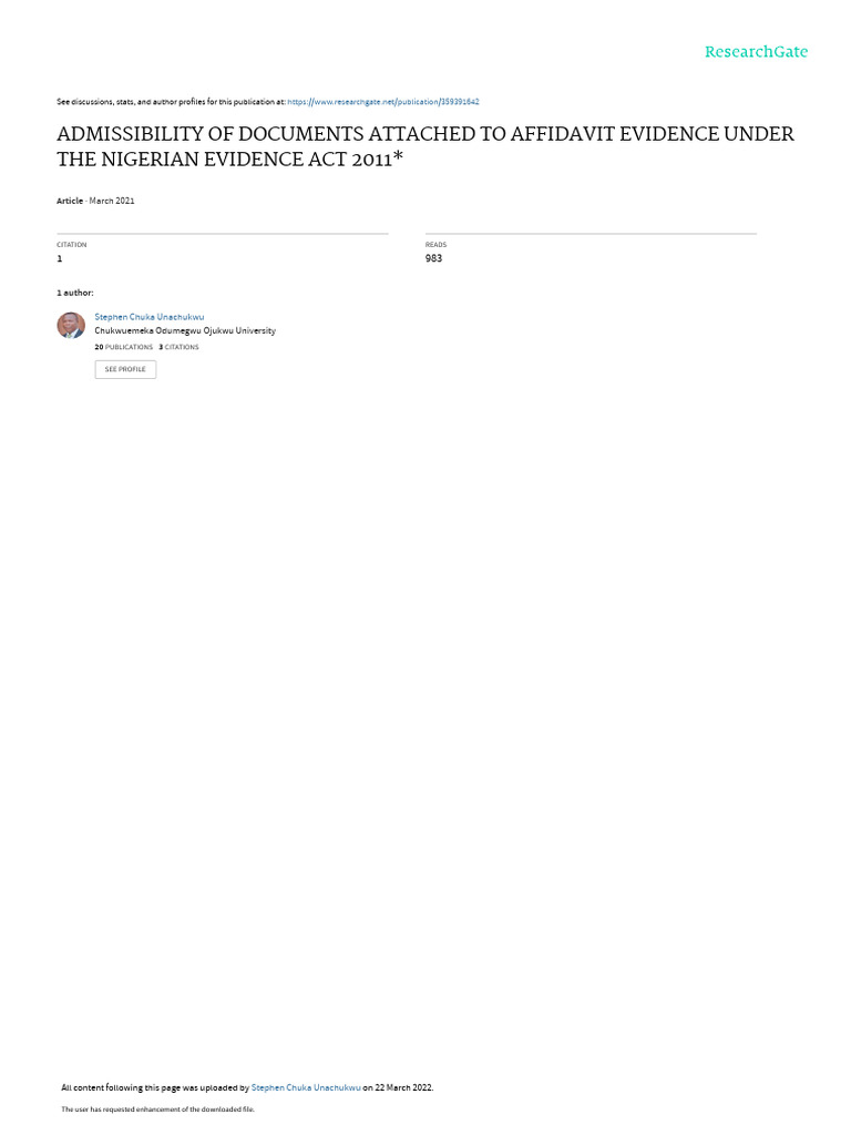 Admissibility of Documents Attached To Affidavit Evidence Under The | PDF | Affidavit | Evidence ...