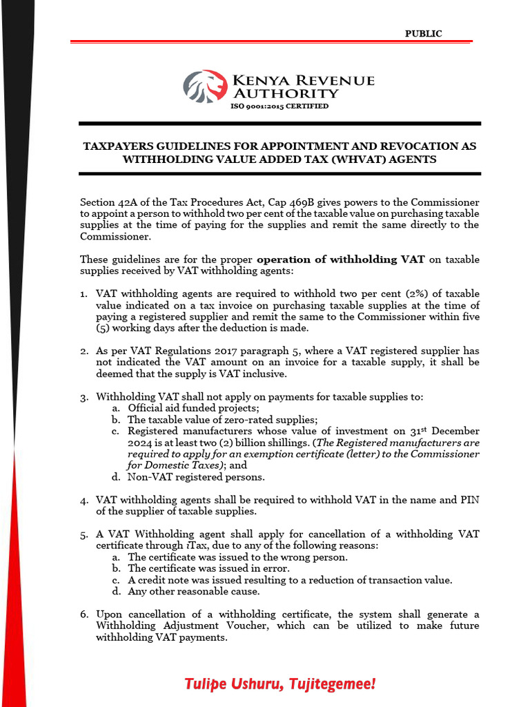 Withholding VAT Guidelines Kenya 1746466194 | PDF | Value Added Tax | Taxes