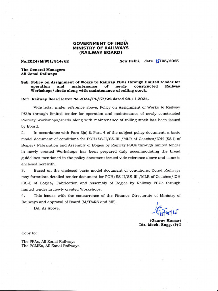 Railway PSU Maintenance Policy Guidelines | PDF | Rail Transport