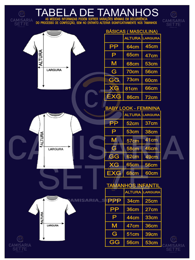 Tabela Medidas Camisas | PDF