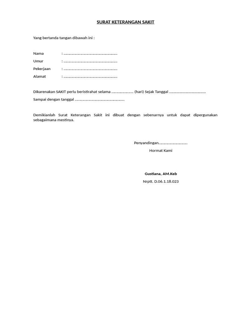 Surat Keterangan Sakit | PDF