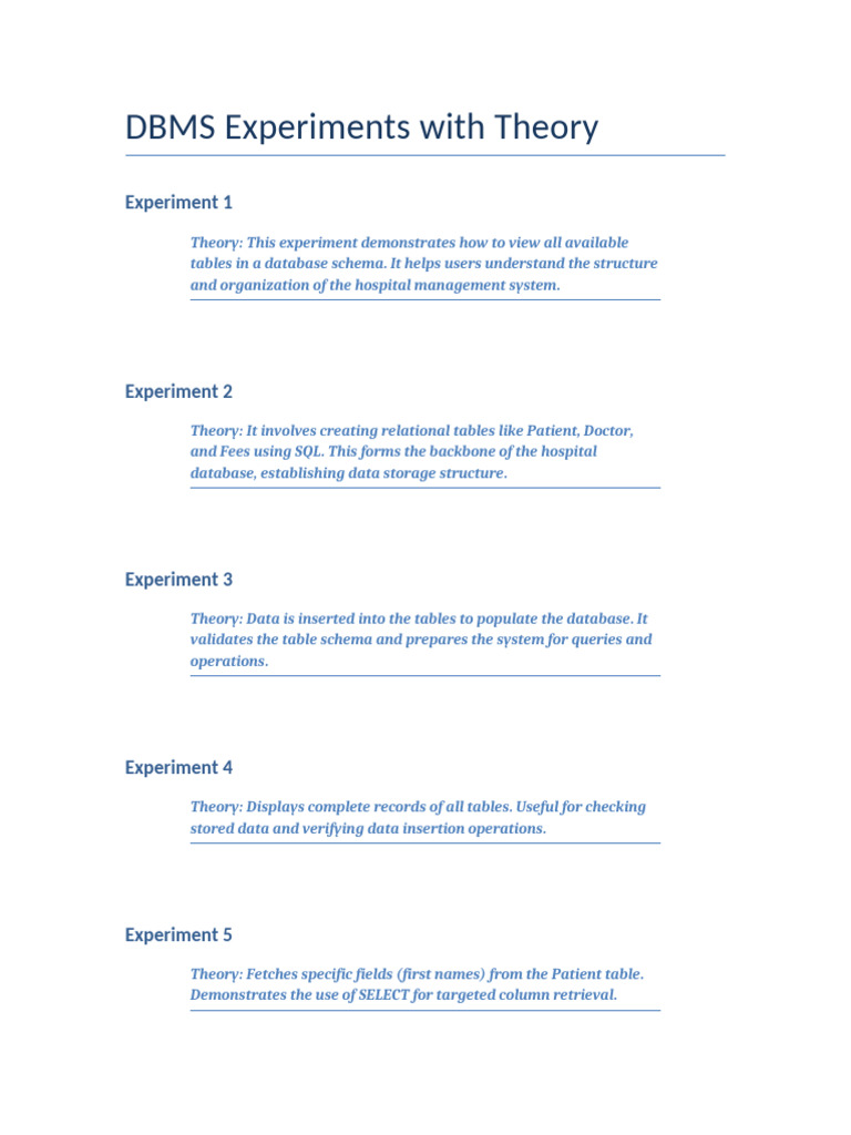 DBMS Experiments With Theory | PDF | Databases | Table (Database)