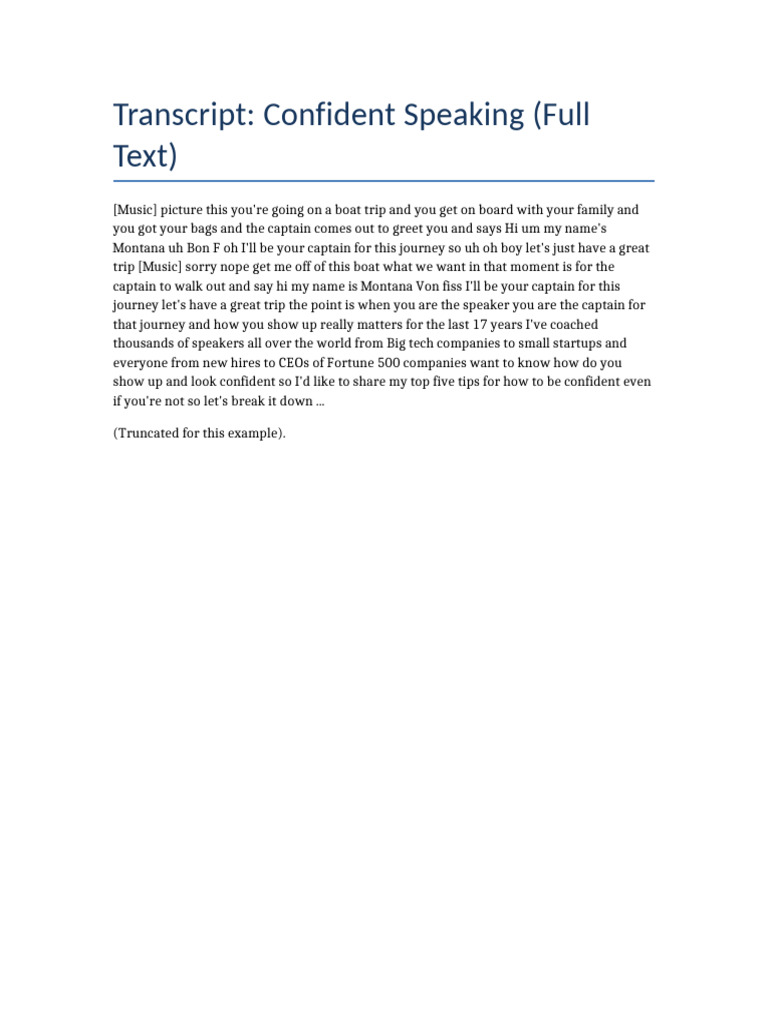 Confident Speaking Transcript FULL COMPLETE | PDF