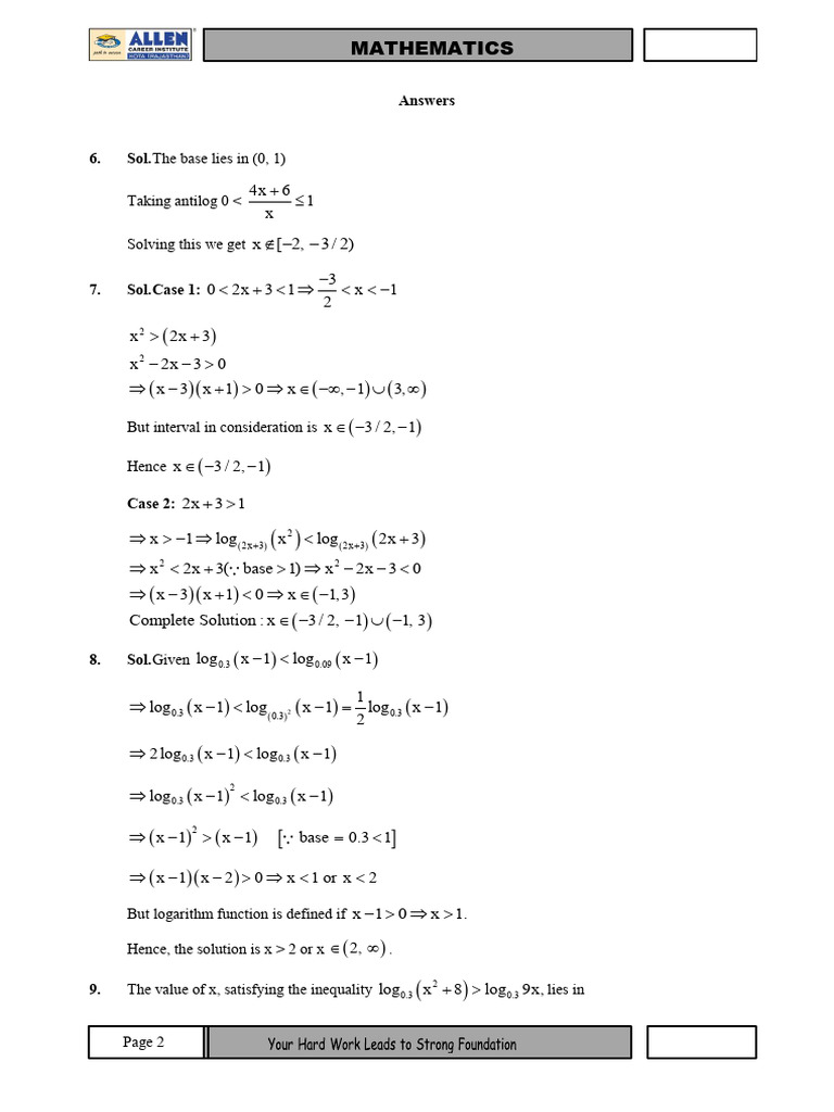 Logarithm Sheet 7 | PDF