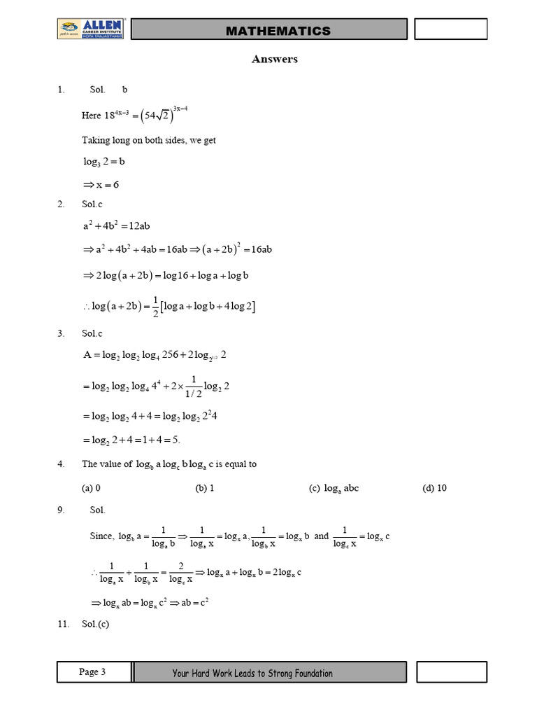 Logarithm Sheet 1 2 | PDF | Elementary Mathematics | Mathematical Concepts