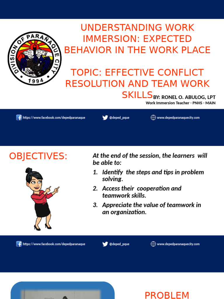 Topic Effective Conflict Resolution and Team Work Skills | PDF | Team ...