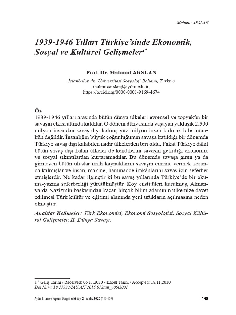 1939-1946 Yillari T - RK - Ye - S - Nde Ekonom - K, Sosyal Ve K - LT - Rel Gel - Meler (#822442 ...