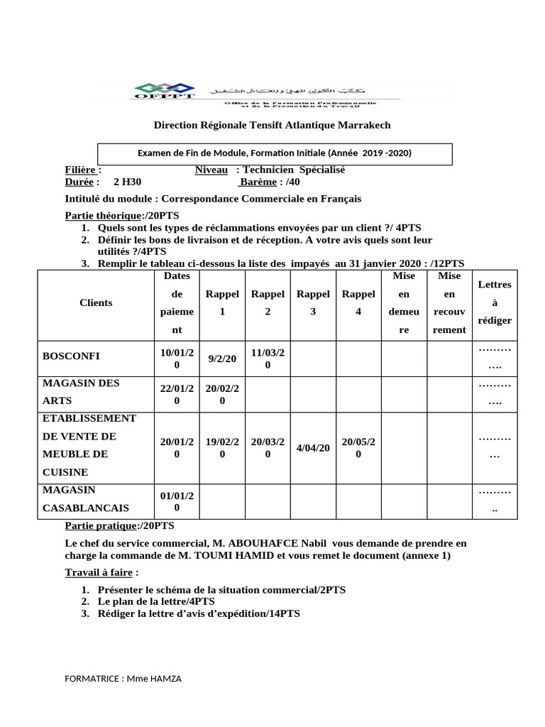 Efm de La Correspondance Commerciale | PDF | Facture | Documents commerciaux