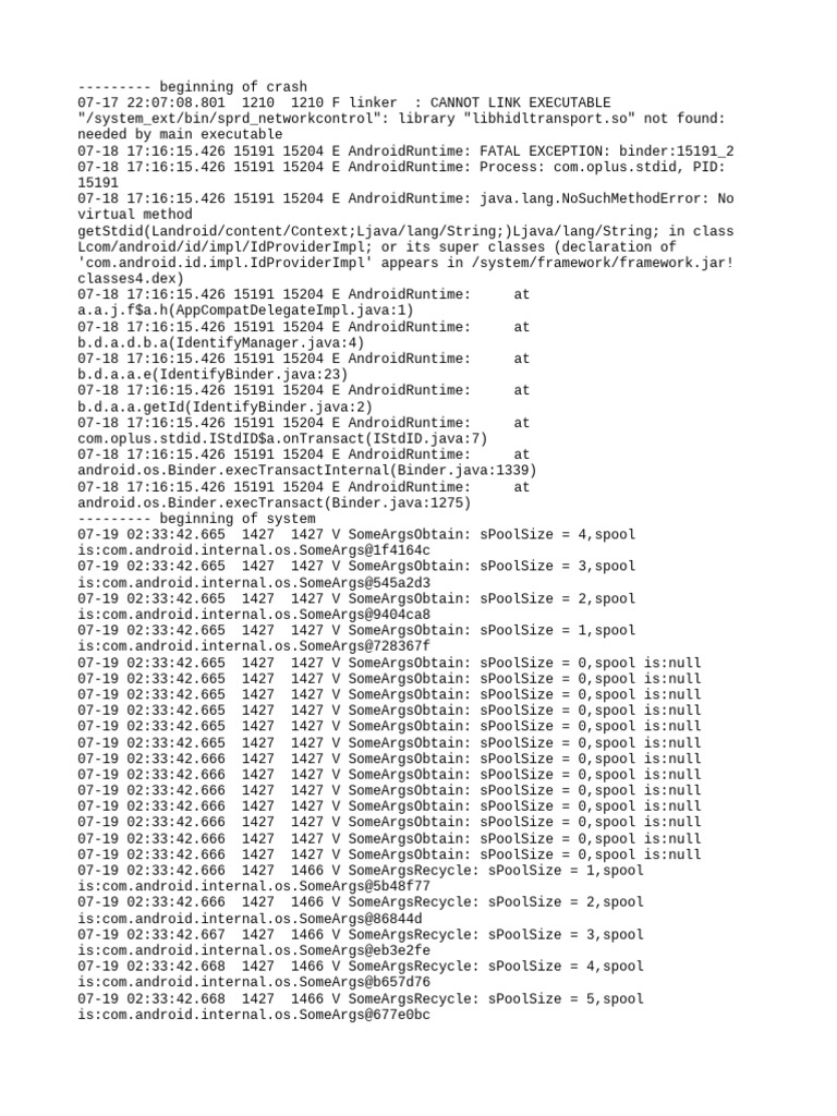 standby_android_log_2024_0719_032947 | PDF | Operating System Technology | Computer Programming