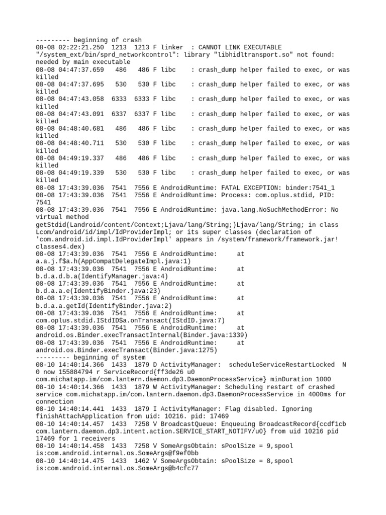 Standby Android Log 2024 0810 144716 | PDF | Process (Computing) | Software Development