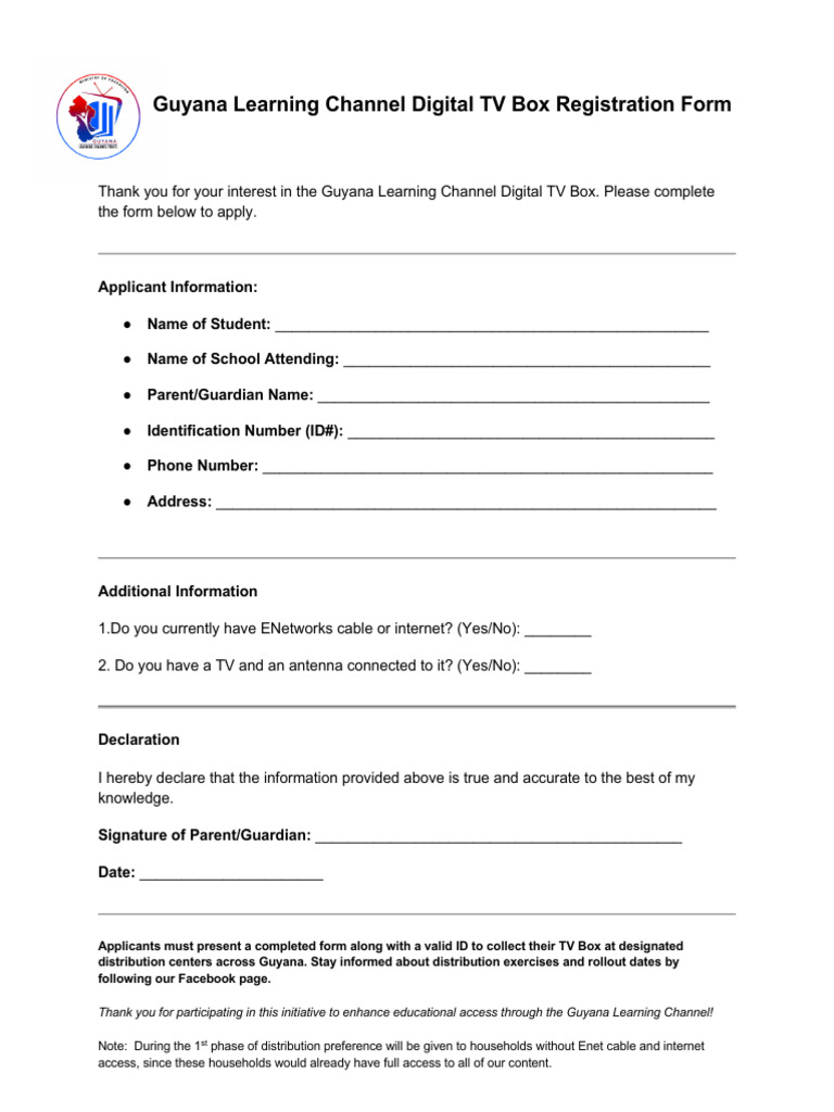 GLC TV Box Application Form | PDF