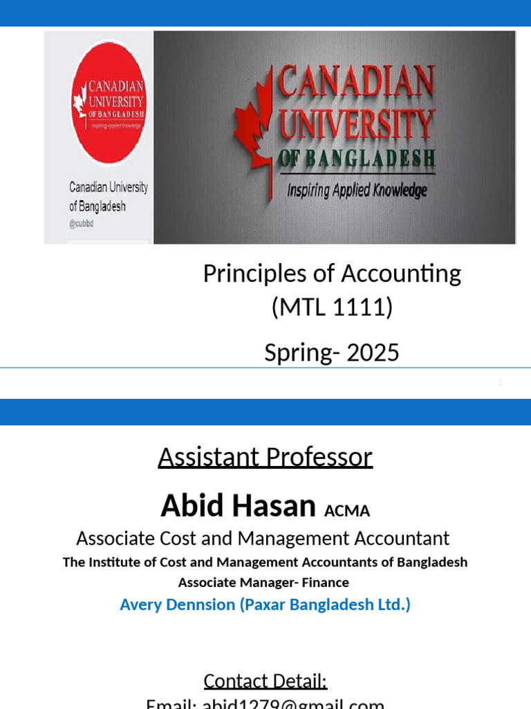 Lecture Principles of Accounting - Ideas of Financial Statements and ...