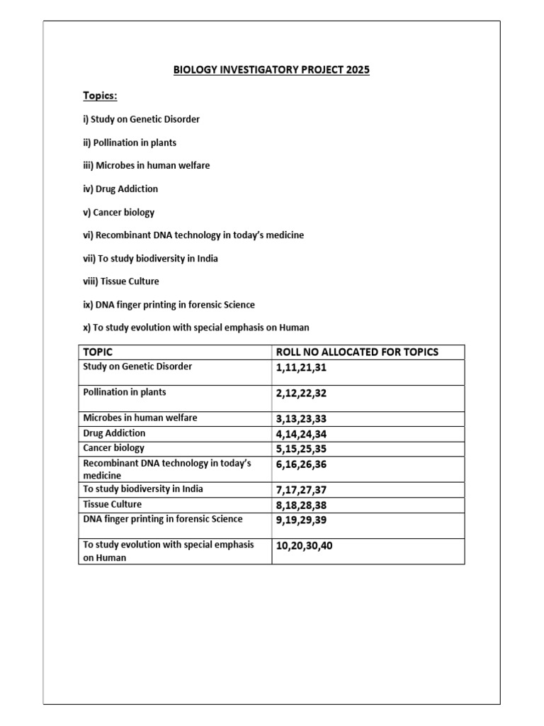 Biology Investigatory Project 2025 | PDF