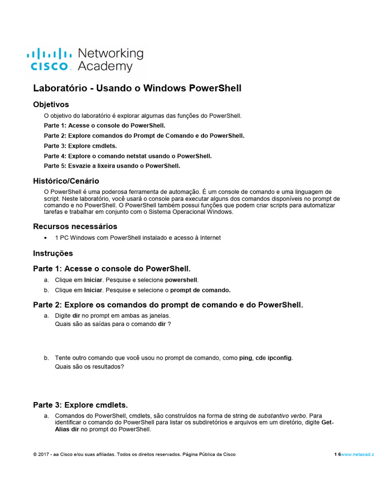 Laboratório Prático de PowerShell | PDF | Linguagem de script ...