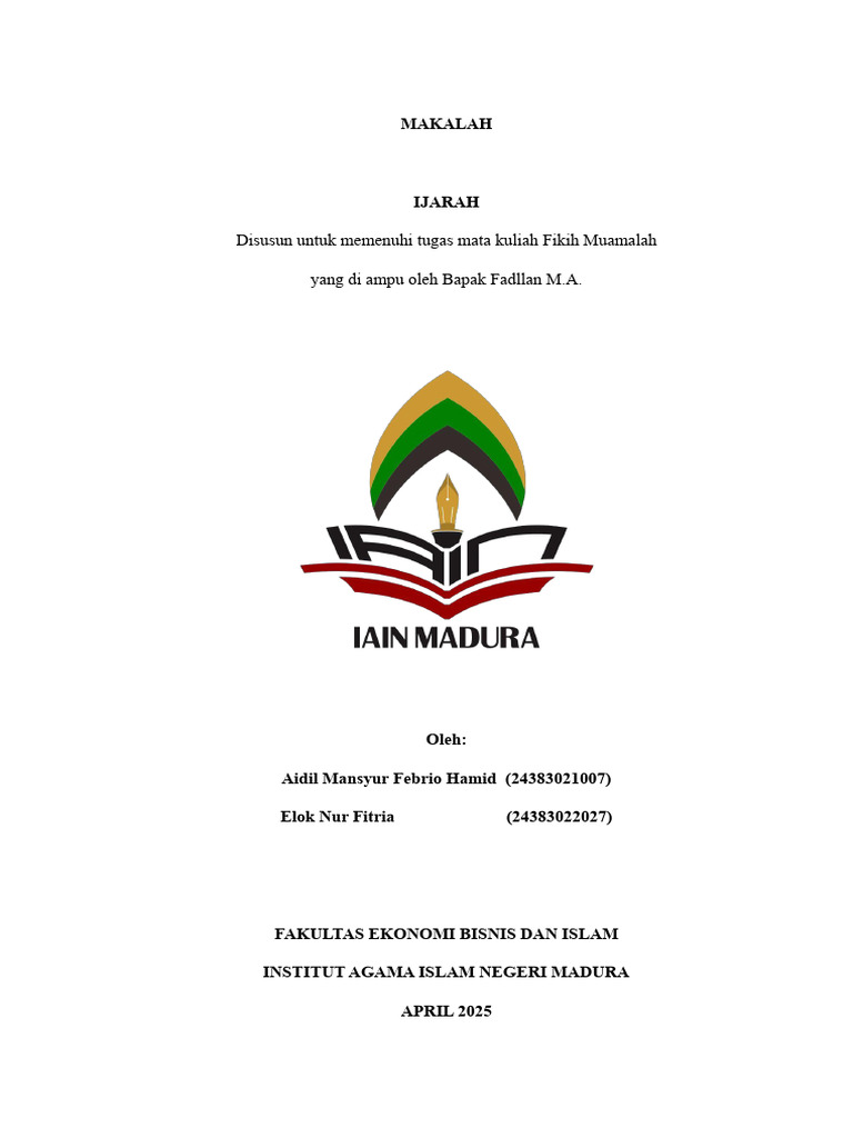 KLP 6 Ijarah Fikih Muamalah | PDF